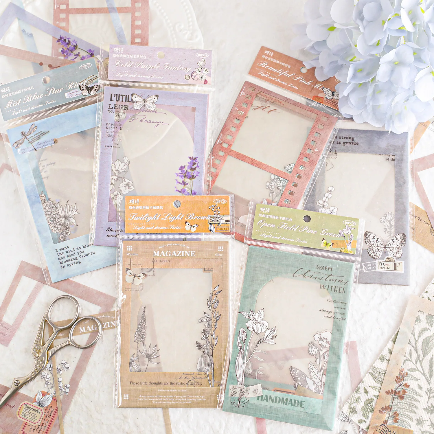 10Pcs-Retro-Border-Transparent-Collage-Decorative-Stickers-Diy-Handbook ...