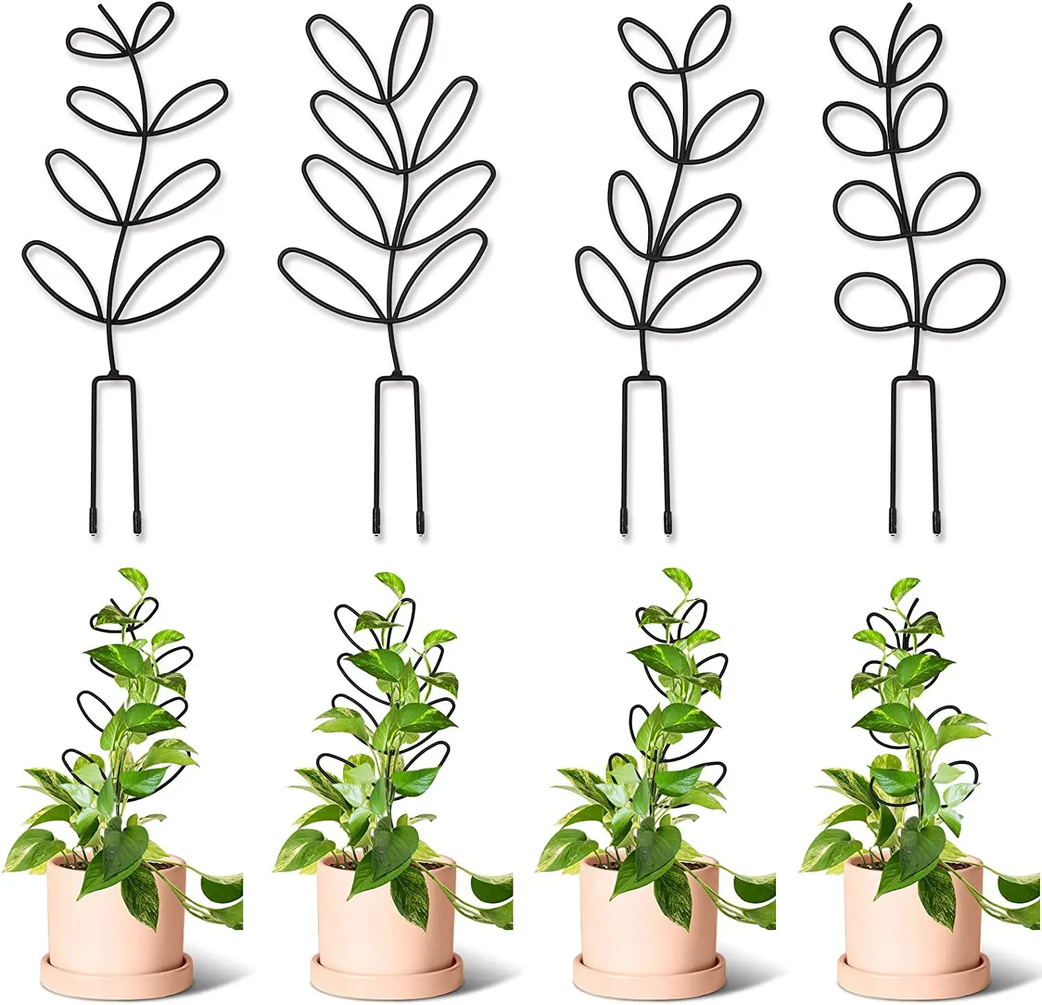 2Pcs-Leaf-Shape-Plant-Trellis-Plant-Climbing-Support-Rack-Metal-Flower ...