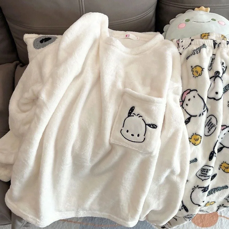 Pochacco-Autumn-and-Winter-Coral-Plush-Pajamas-Women-s-Cartoon-Plush ...