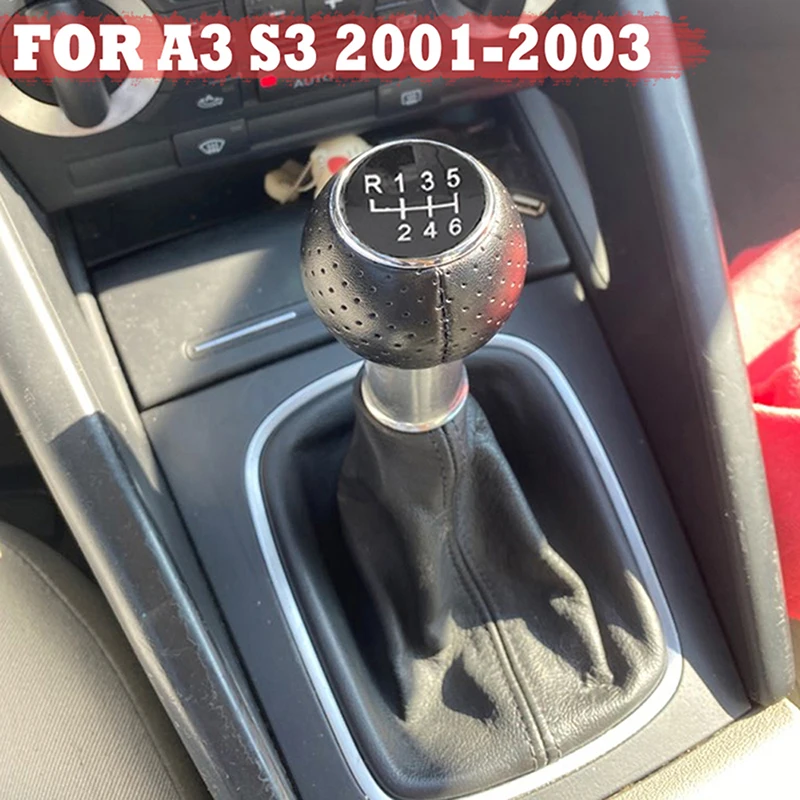 6-Speed-Gear-Shift-Knob-Shifter-Stick-Lever-With-Boot-Gaitor-PU-Leather ...