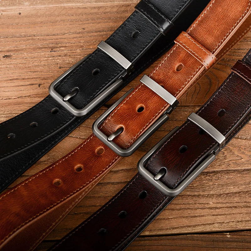 Men Top Layer Leather Casual High Quality Belt Vintage Design Pin ...