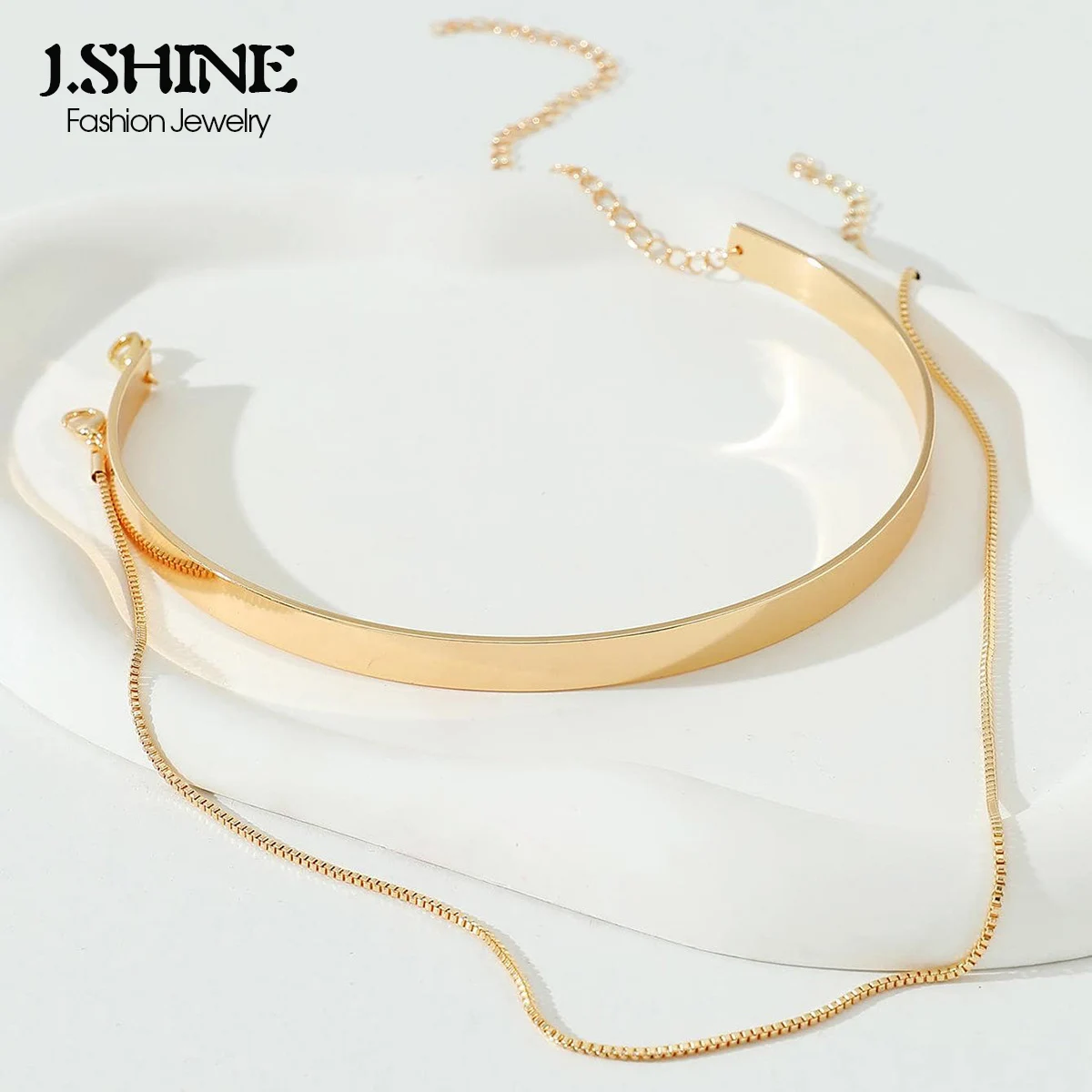 JShine-Punk-Double-Layered-Gold-Color-Metal-Box-Chain-Plain-Torques ...
