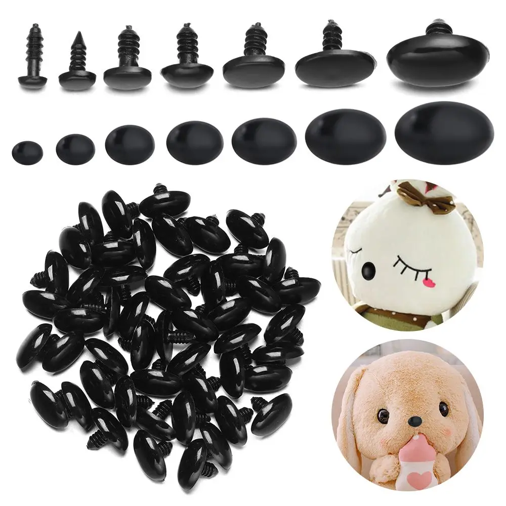 Multi Size Plastic Oval Animal Noses 50/100pcs Bear Buttons DIY Crafts ...