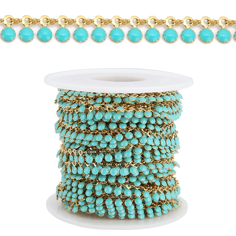 1-Meter-Stainless-Steel-Bohemia-Colorful-Enamel-Sun-Charm-Tassel-Link ...