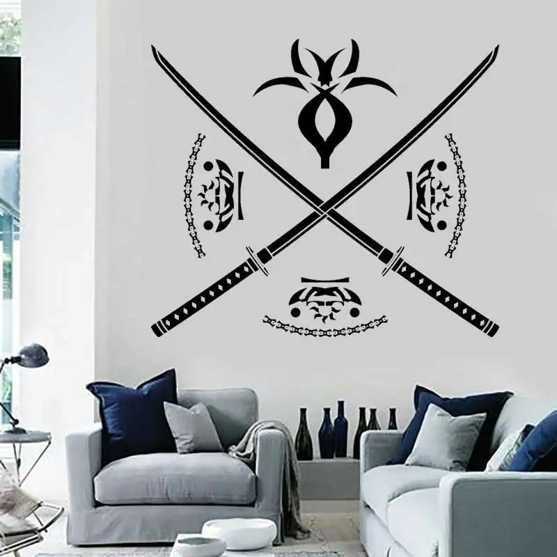 Cross-Samurai-Sword-Wall-Sticker-Japanese-Bushido-Swordsmanship-Spirit ...