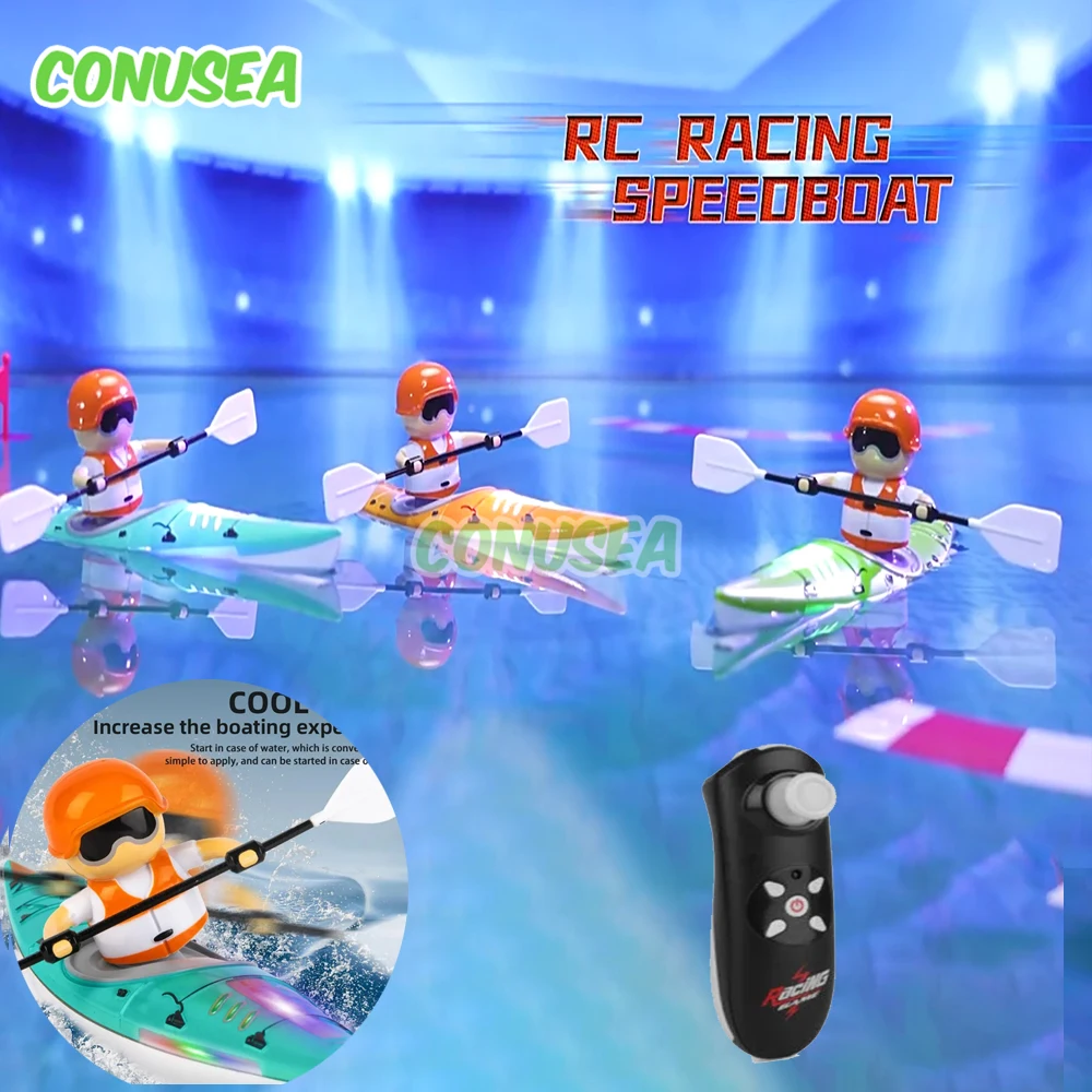 Rc Racing Speedboat Remote Control Boat Paddling Kayak Race Ship Summer ...