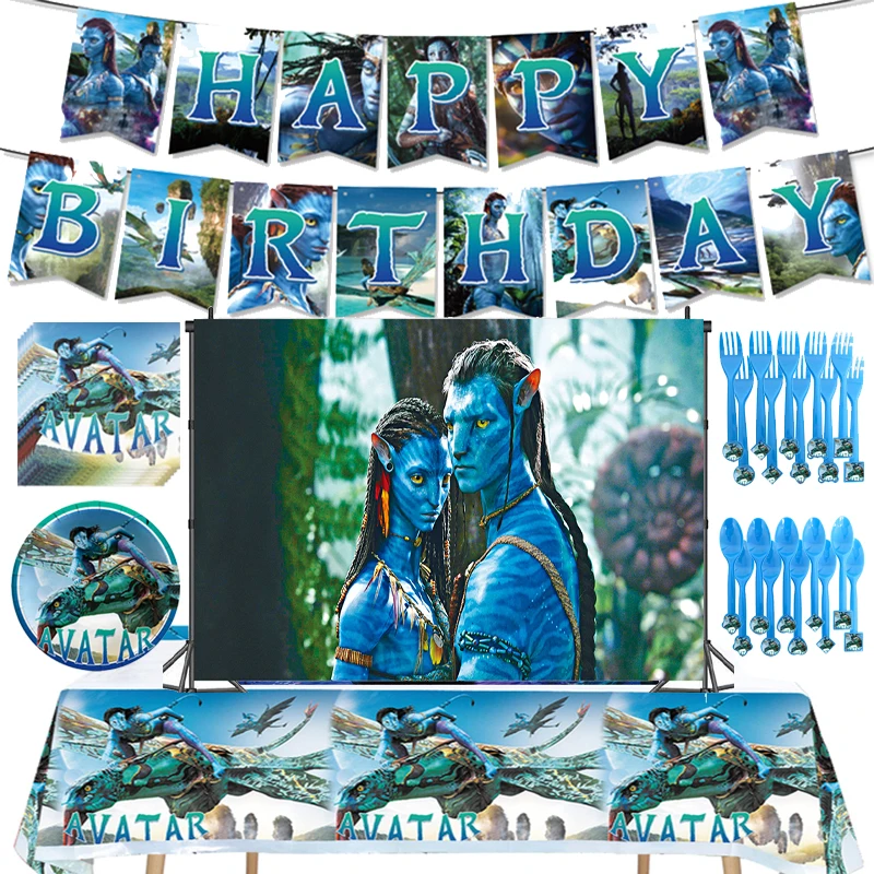 Avatar-Theme-Birthday-Party-Disposable-Tableware-Paper-Cups-Spoon-For ...