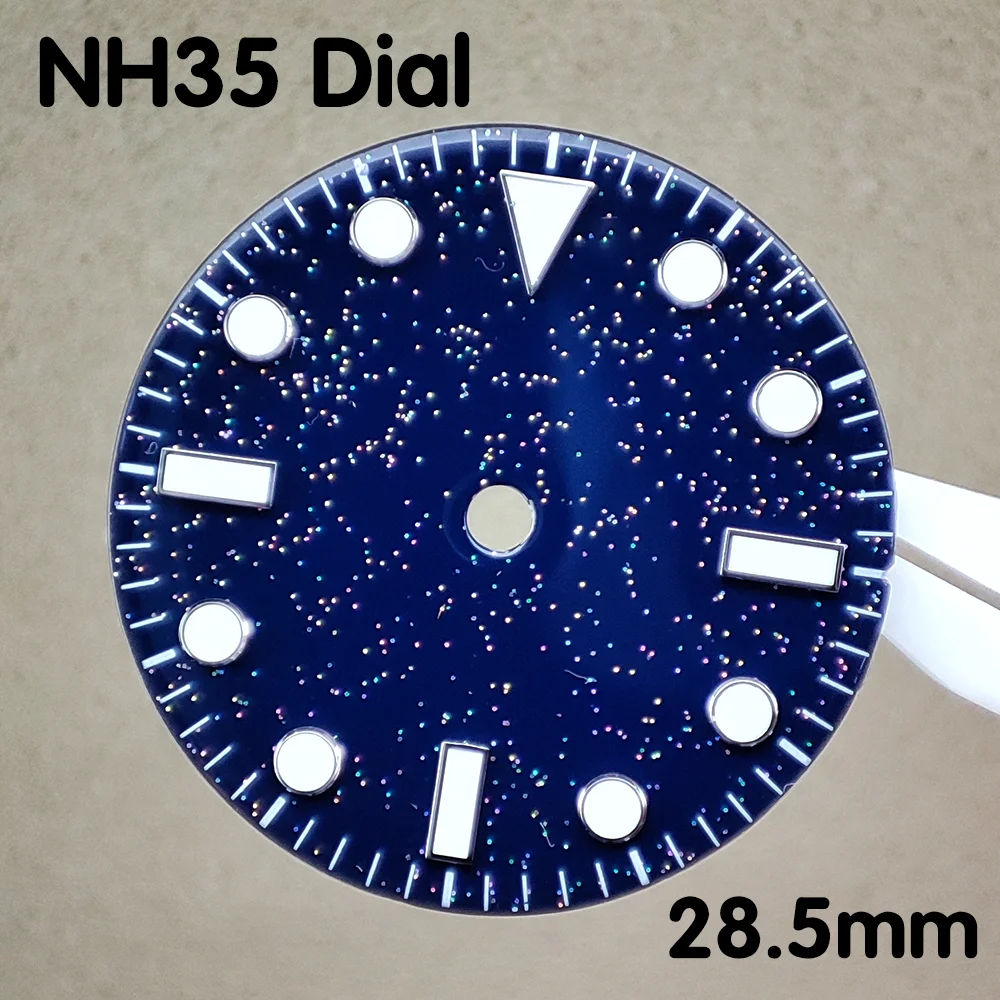 NH35 Dial 28.5mm Dial Starry Sky Dial Blue-Green Glow Dial Watch Parts ...