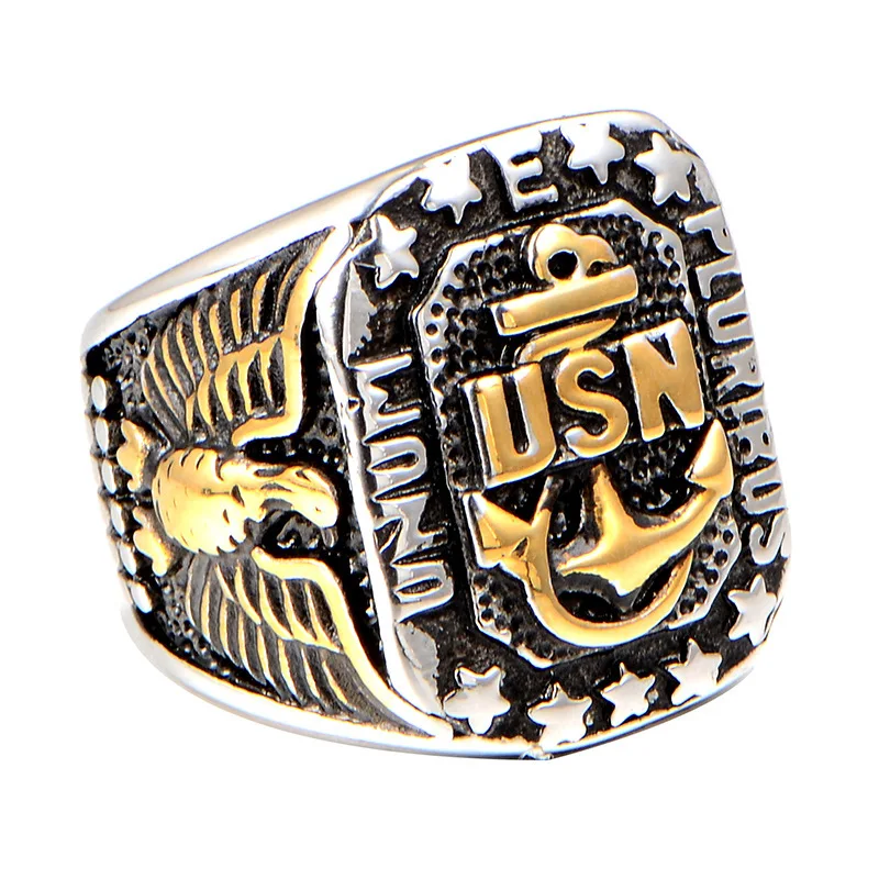 Usn Retro Us Marine Corps Titanium Steel Ring Stainless Steel Eagle ...