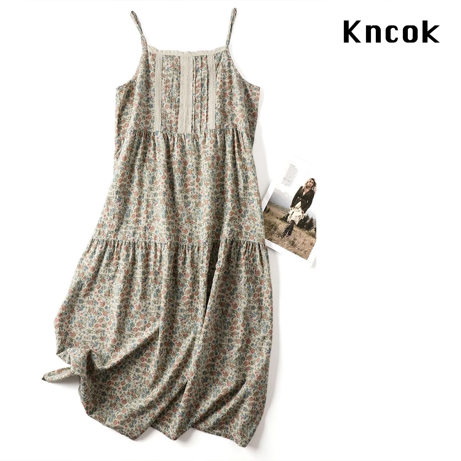 Knock-Trendy-Fresh-Style-Fashion-Thin-Cotton-Dress-for-Women-Flower ...