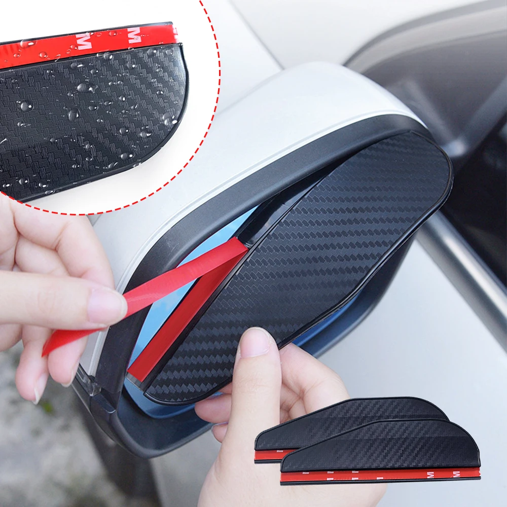 2PCS-Car-Rearview-Mirror-Rain-Eyebrow-Carbon-Fiber-Sun-Visor-Shade ...