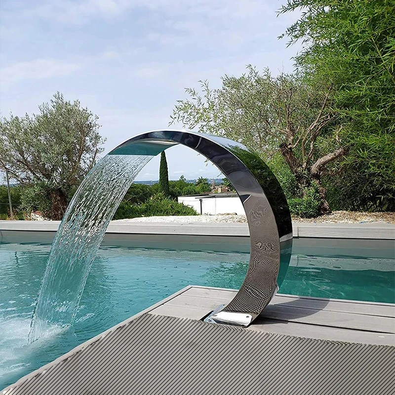 60x30cm Garden Pool Waterfall Stainless Steel Pool Water Fountain Pond ...