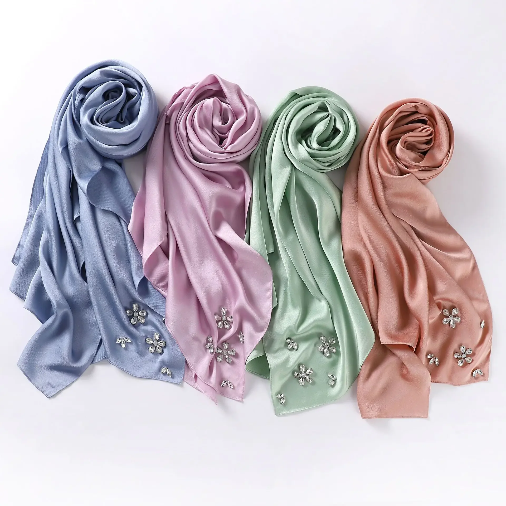 Bubble Chiffon Diamond Scarf Malay Hijab Muslim Women Headscarf Turban ...