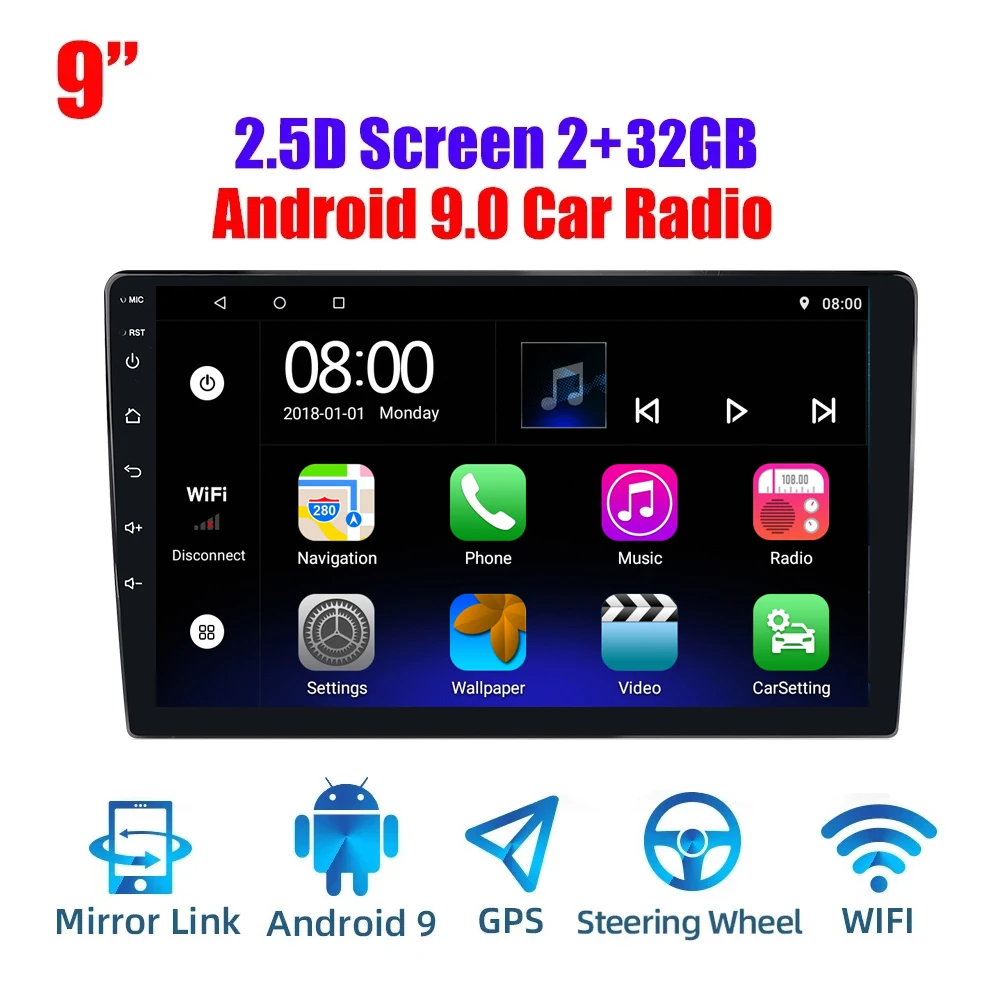 2 Din Android 2.5d Car Radio Android 8.1 Universal Car Radio Player Gps ...