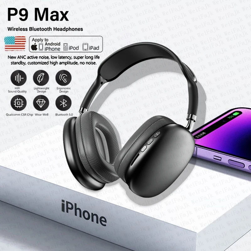 Apple orijinal AirPods Max P9 TWS Mic ile kablosuz Bluetooth ...