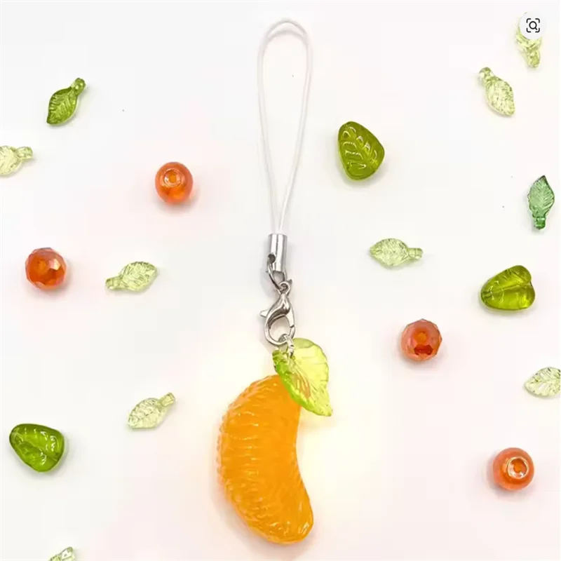 Cute Tangerine Orange Fruit Keychain Charm Phone Lanyard Kawaii ...