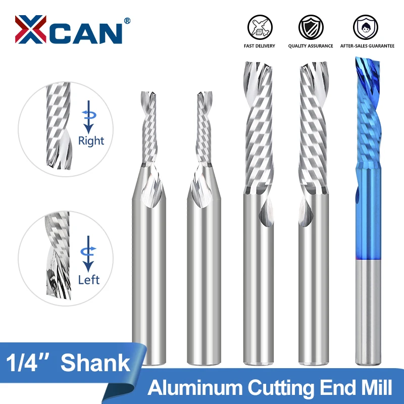 XCAN-Milling-Cutter-Single-Flute-End-Mill-1-4-inch-Shank-UP-DOWN-Cut ...