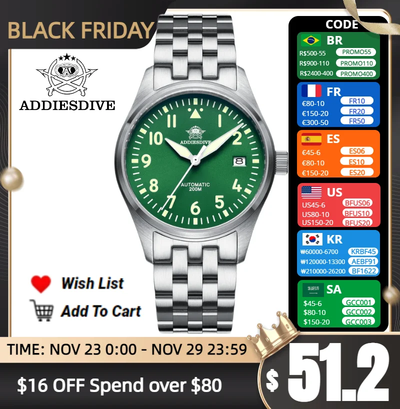 Addies-Dive-Pilot-Watch-Automatic-Mechanical-Diver-Watch-C3-Luminous ...