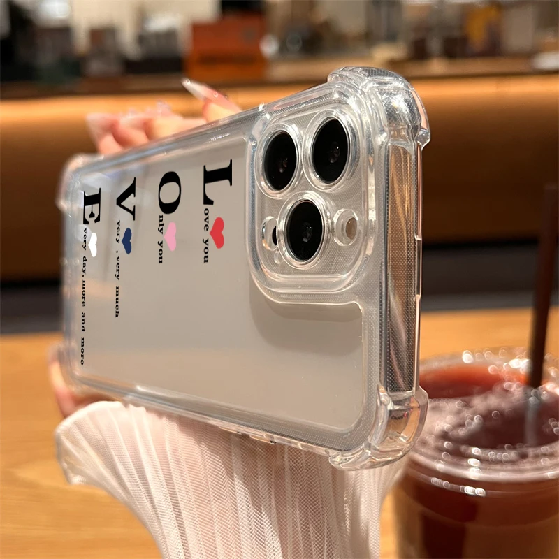 Love Heart Clear Soft Phone Case For iPhone 15 Pro Max Cases iPhone 11 ...