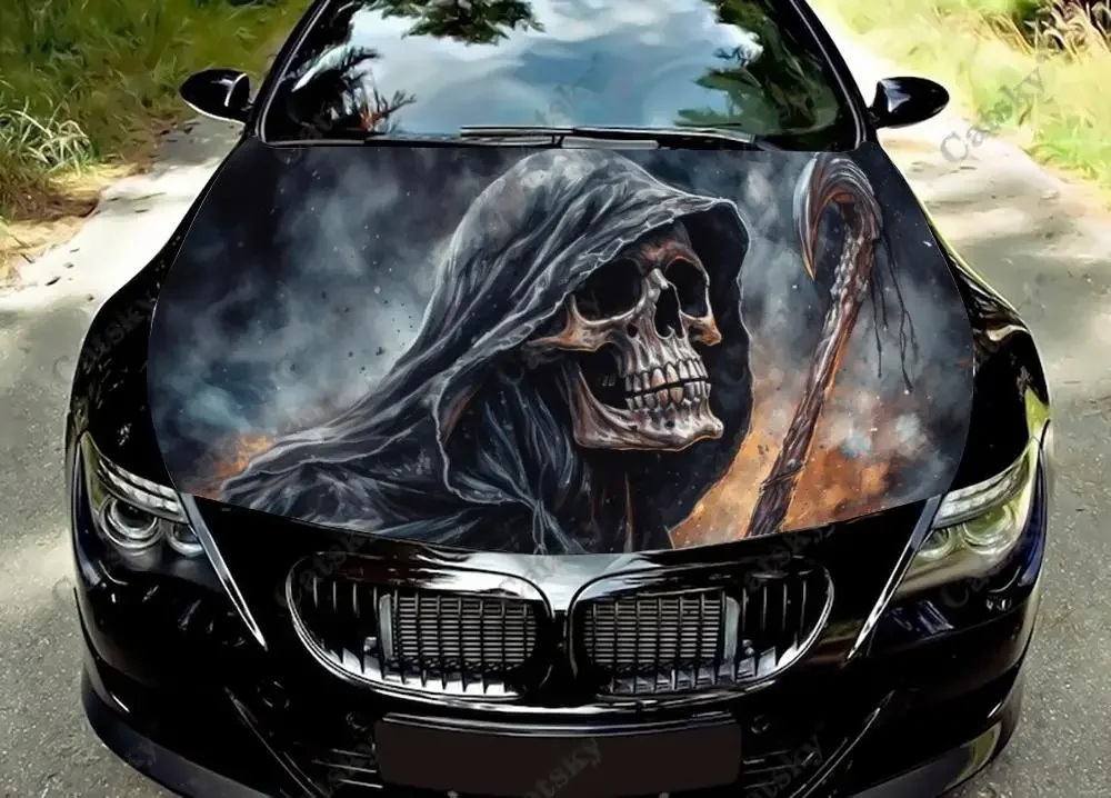Grim Reaper with Scythe Car Hood Decal Stickers Wrap Vinyl Film Engine ...