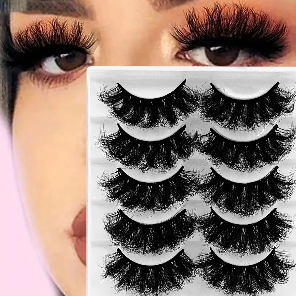 5-Pairs-False-Eyelashes-Full-Strip-20mm-Long-Lashes-Fluffy-Volume ...