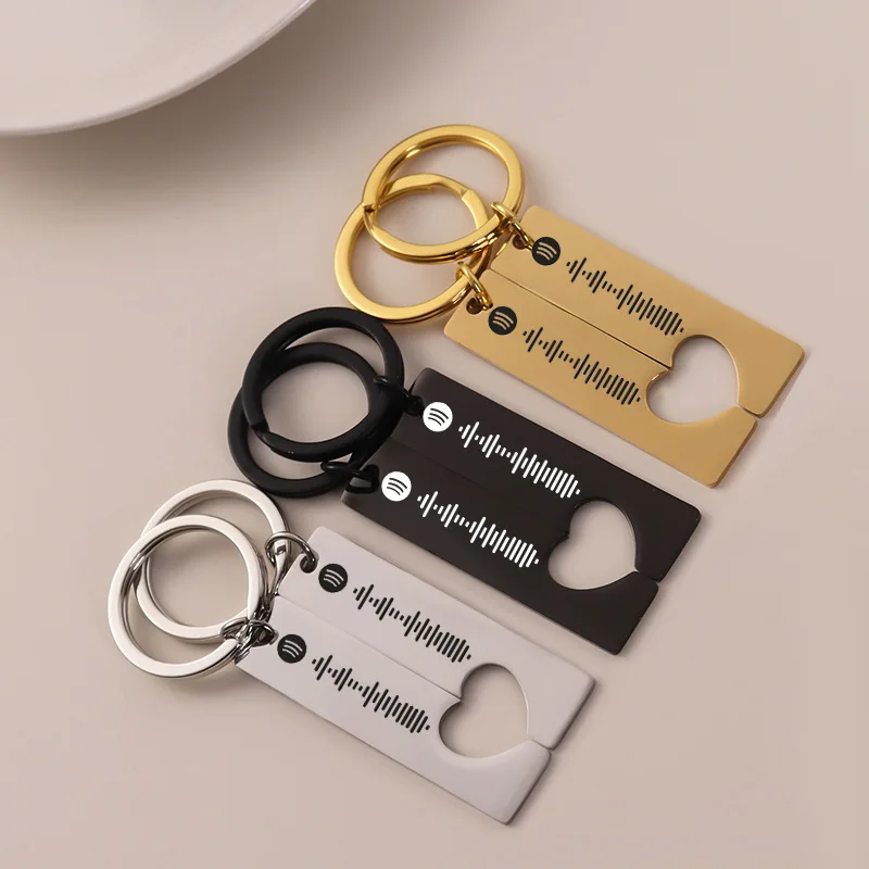 Personlized-Spotify-Code-Keychain-Couple-Keyrings-for-Song-Lover-Laser ...