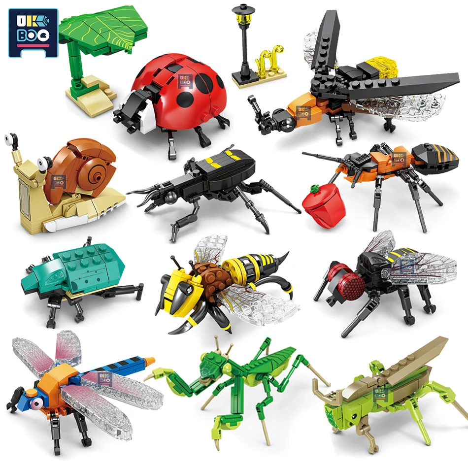 UKBOO-MOC-Insect-Animal-Mini-Model-Building-Blocks-Dragonfly-Bee-Mantis ...
