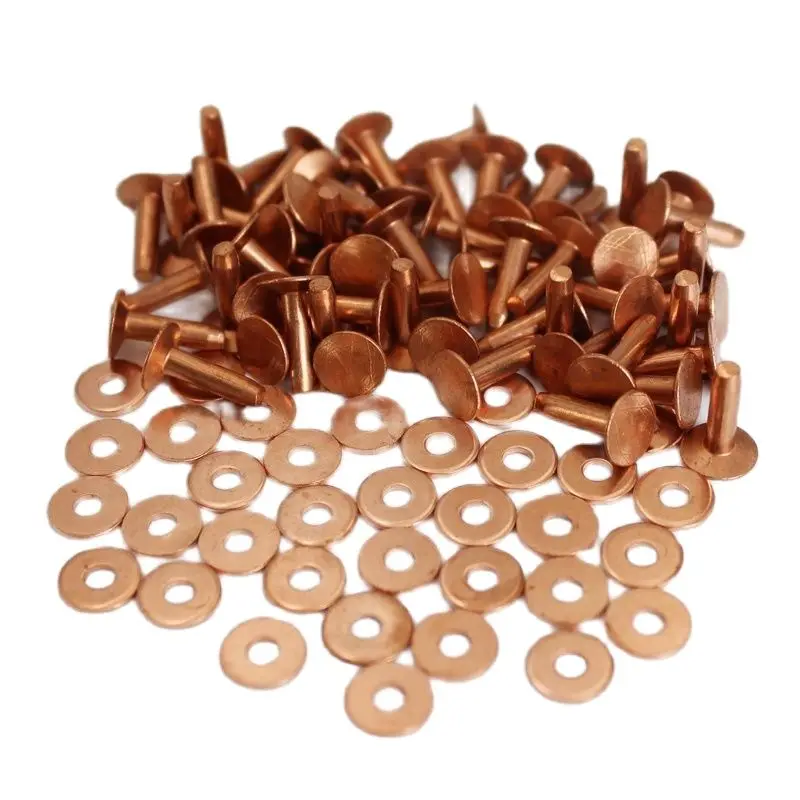 100Sets-Solid-Brass-Copper-Rivets-With-Burrs-Washers-For-Leather-DIY ...