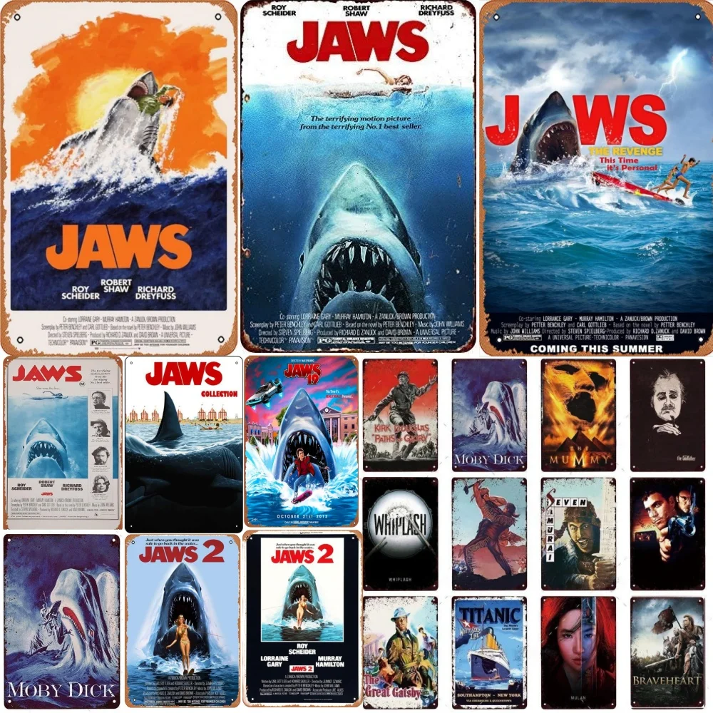 Movie Jaws Poster Metal Tin Signs Print Poster Musical Bar Pub Cafe ...