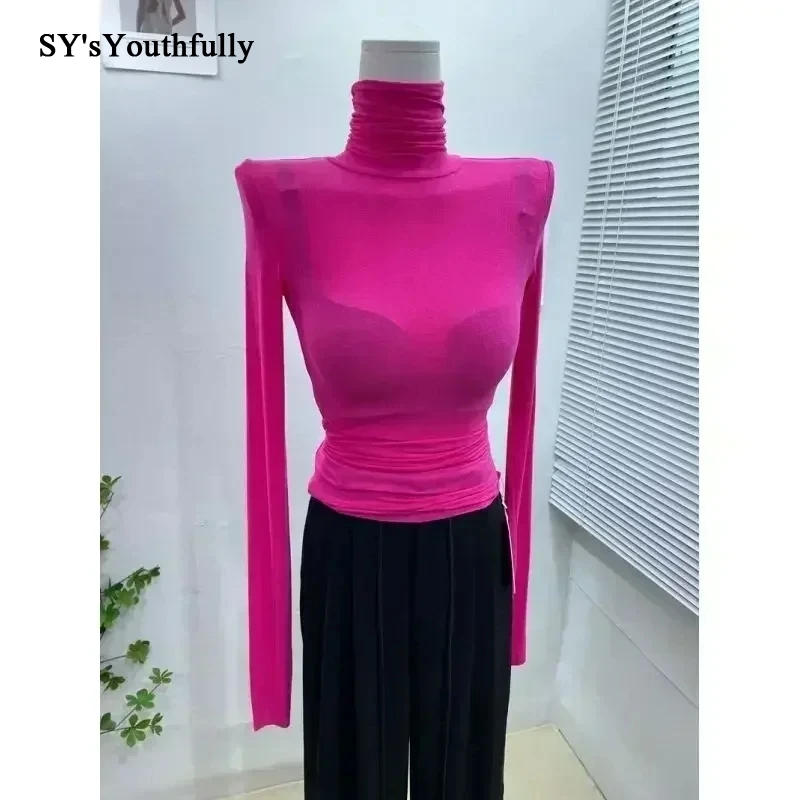 Wholesale-Women-Turtleneck-Top-Slim-See-through-T-Shirts-Women-Autumn ...
