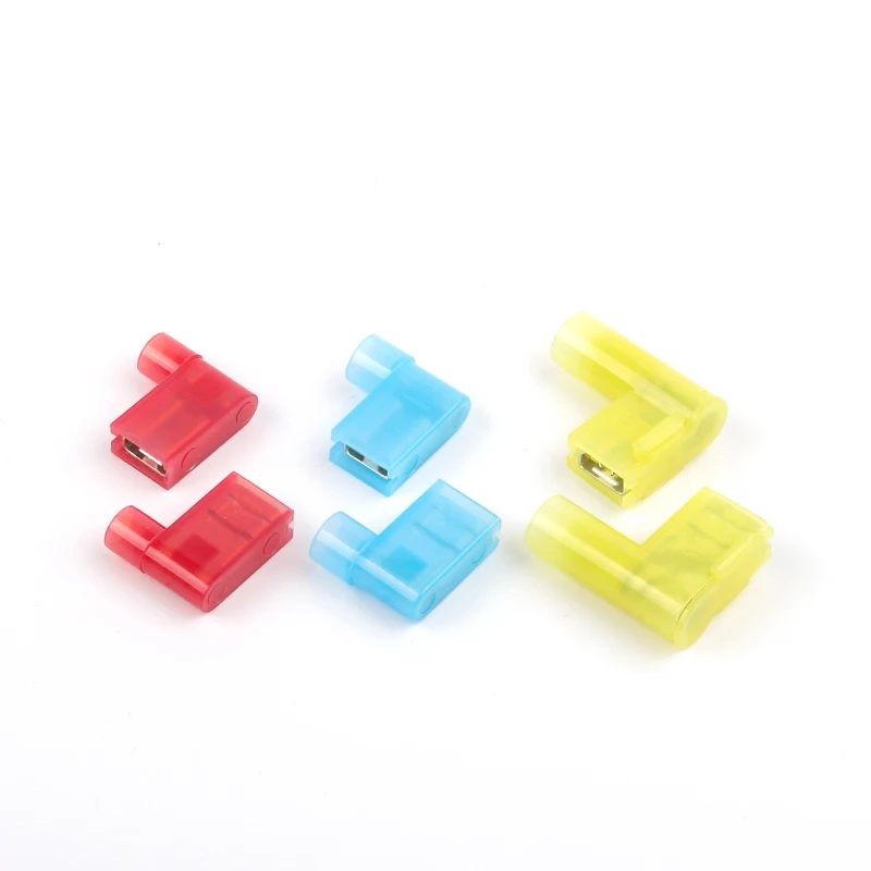 25PCS-Nylon-Crimp-Terminal-Insulated-Flag-6-3mm-Angle-plug-Female-Spade ...