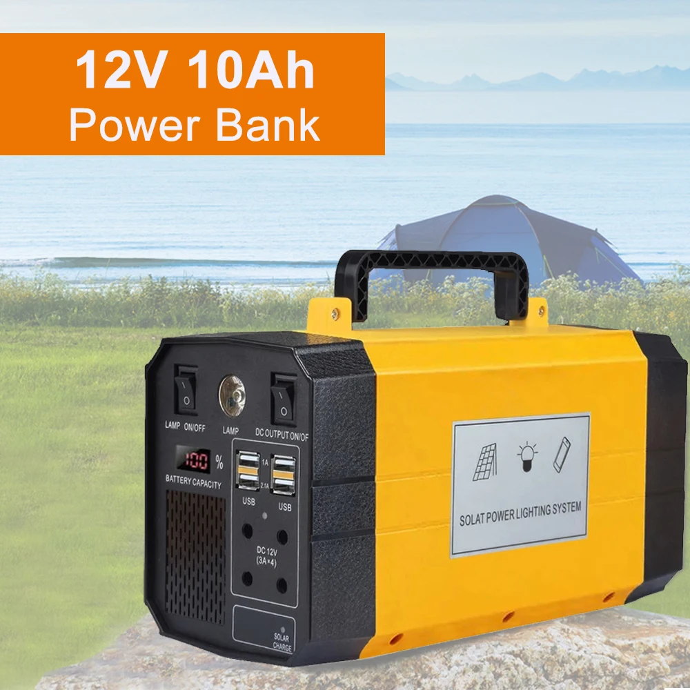 128Wh-Portable-Power-Station-12V-10Ah-Outdoor-Power-Bank-Solar ...