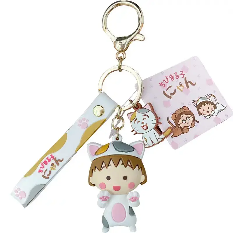 Cartoon Chibi Maruko-chan Keychain Cute girl dolls Cat Decorative Model ...