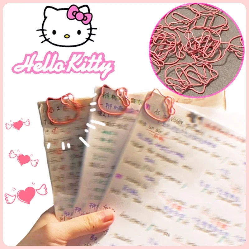 10/20/50Pcs Hello Kitty Paper Clip Notebook Memo Pad Filing Bookmark ...