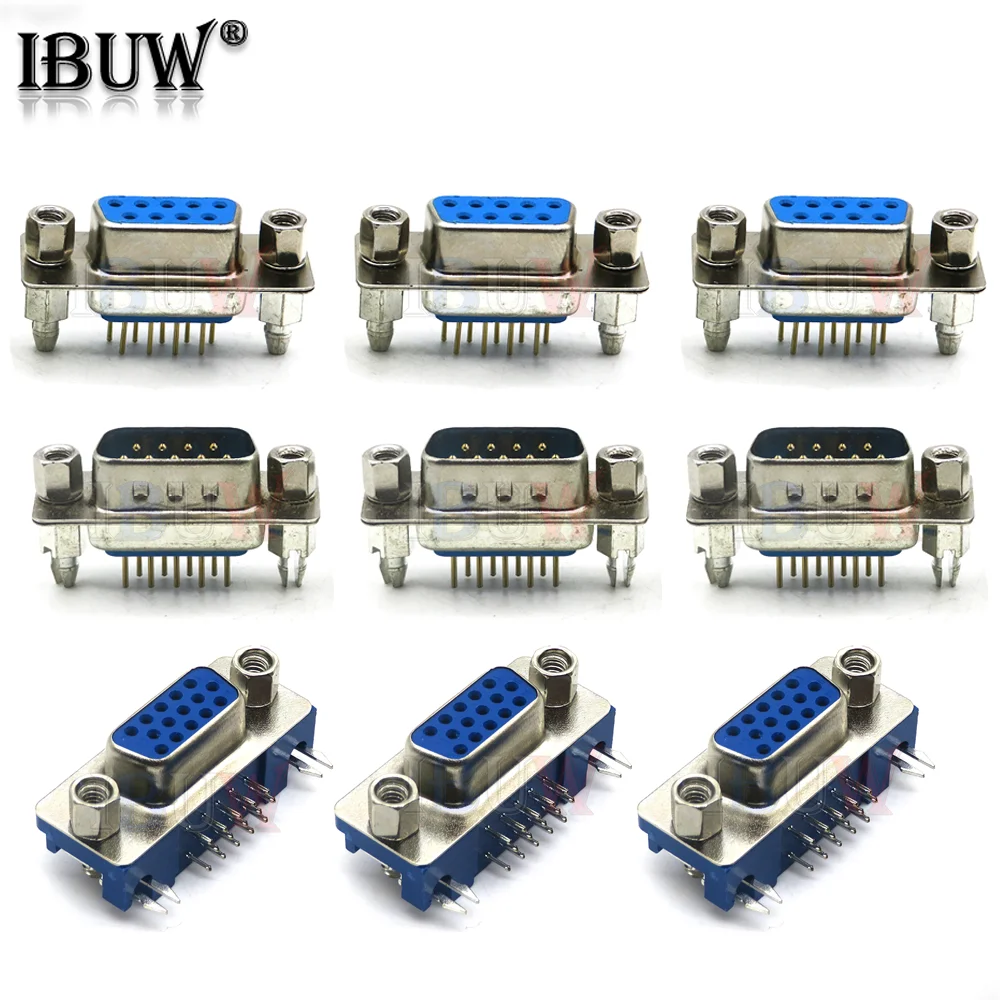 5PCS Connector Socket DB9 DB15 RS232 Harpoon Male Female With Set Screw ...