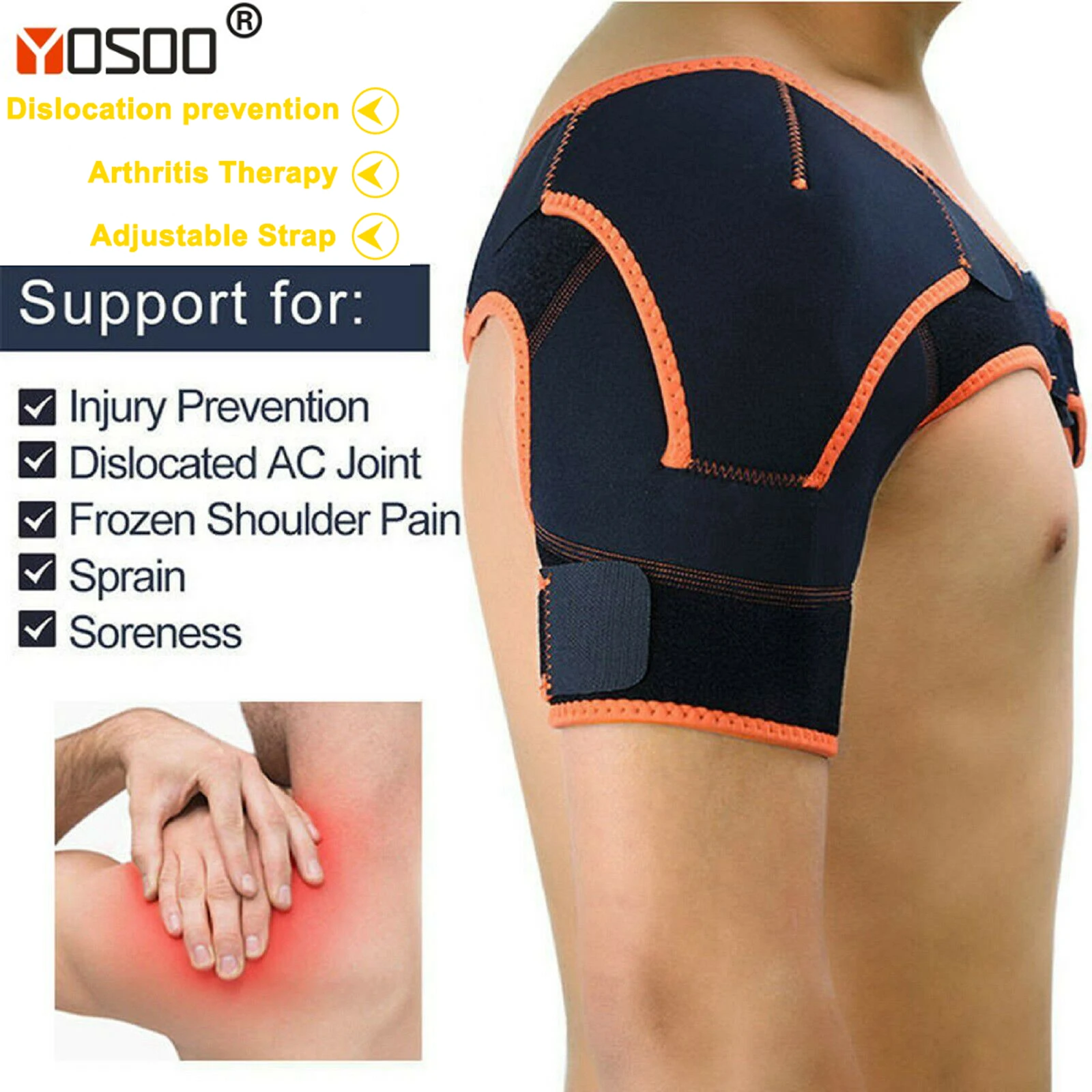 Adjustable Left/Right Shoulder Breathable Sports Single Shoulder ...