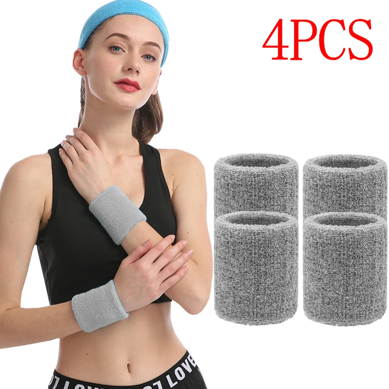 4pcs/lot Wrist Sweatband Tennis Sport Wristband Volleyball Gym Elastic ...