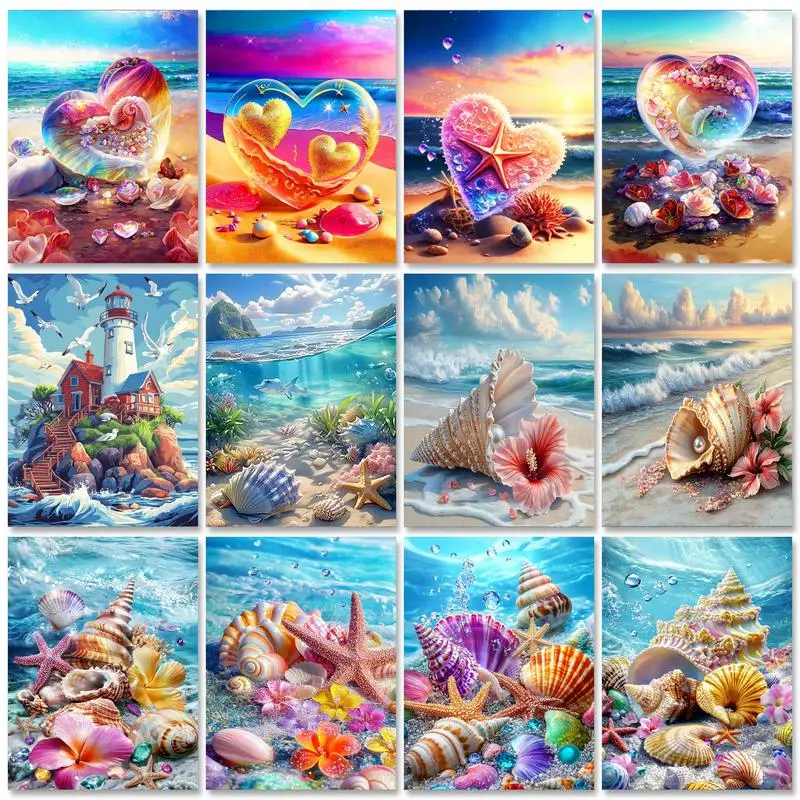 RUOPOTY Frame Painting By Numbers Beach Landscape Romantic Pictures By ...