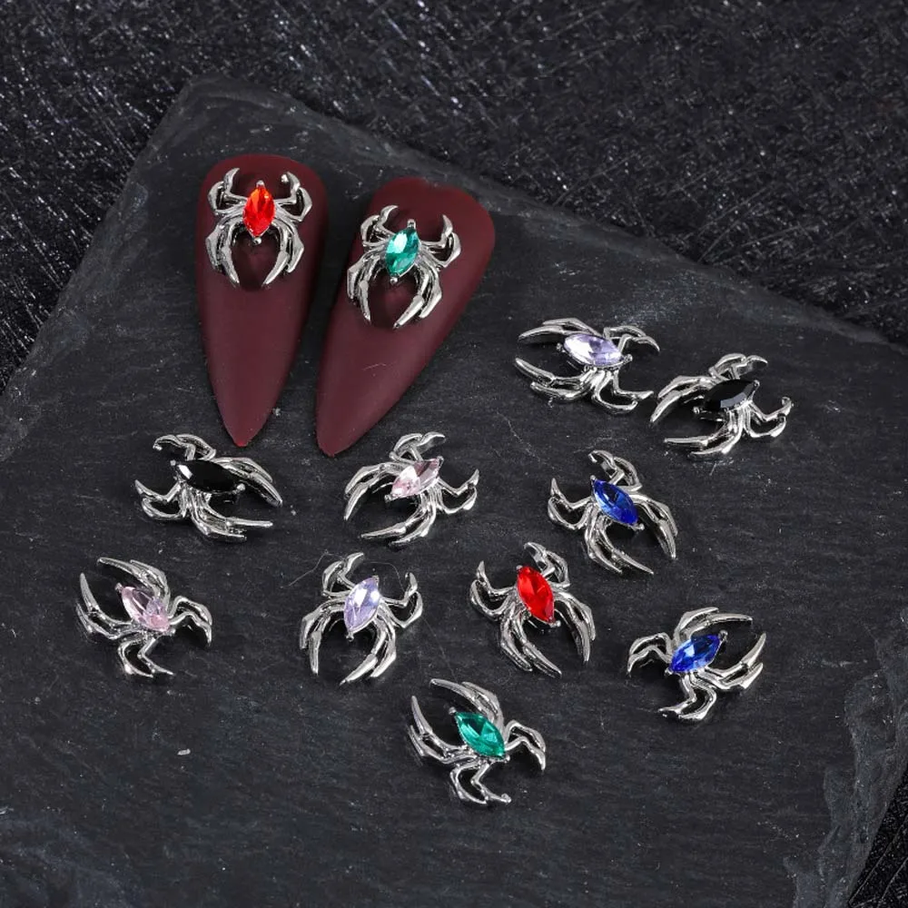 10pcs-Gothic-Halloween-Spider-Nail-Art-Charm-3D-Punk-Style-Red-Black ...