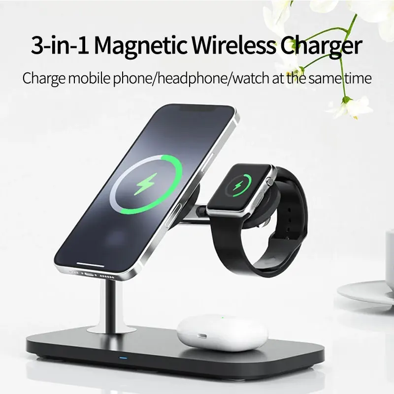 3-in-1-Magnetic-Wireless-Charger-15W-Fast-Charging-For-iPhone-12-13-14 ...