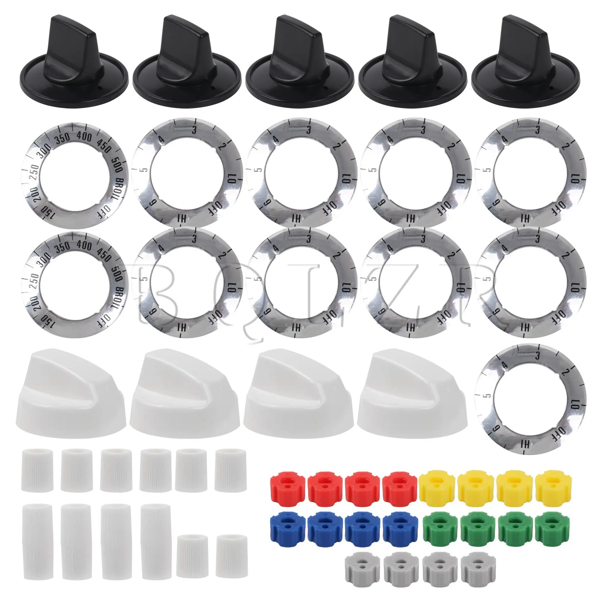 BQLZR-8-Pcs-Black-White-Cooktop-Knobs-w-Inserts-Set-Replacement-for ...