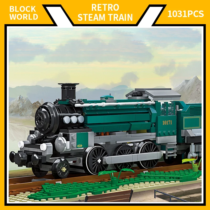 1031PCSDoris-Vintage-Train-Building-Blocks-City-Cargo-Green-Steam-Train ...