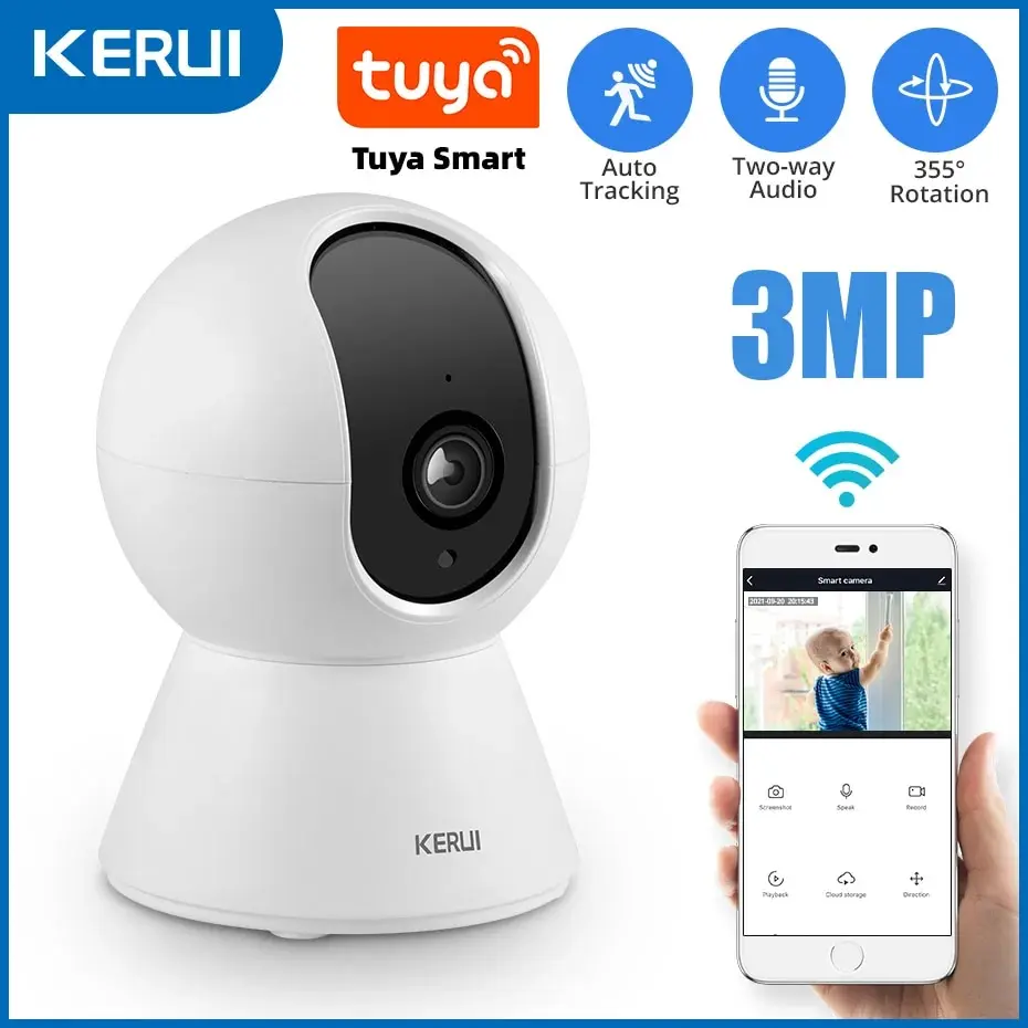 KERUI-3MP-Tuya-Smart-Mini-WiFi-IP-Camera-Indoor-Wireless-Home-Security ...