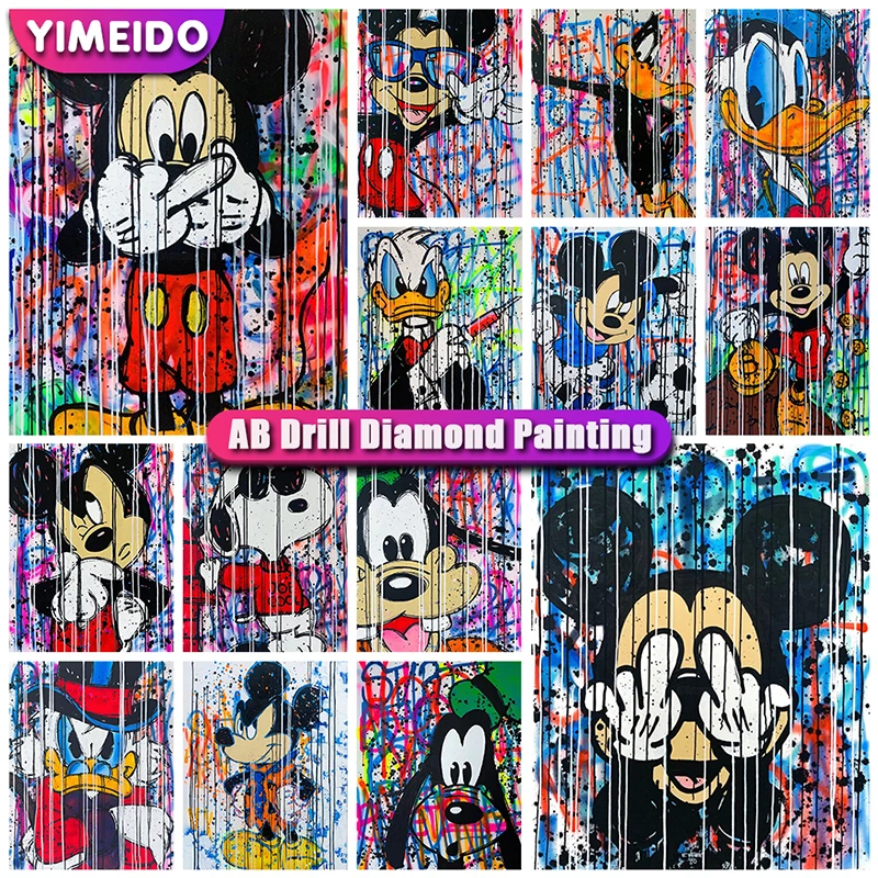 5d Diy Ab Diamond Painting Disney Mickey Mouse Rhinestone Picture Full ...