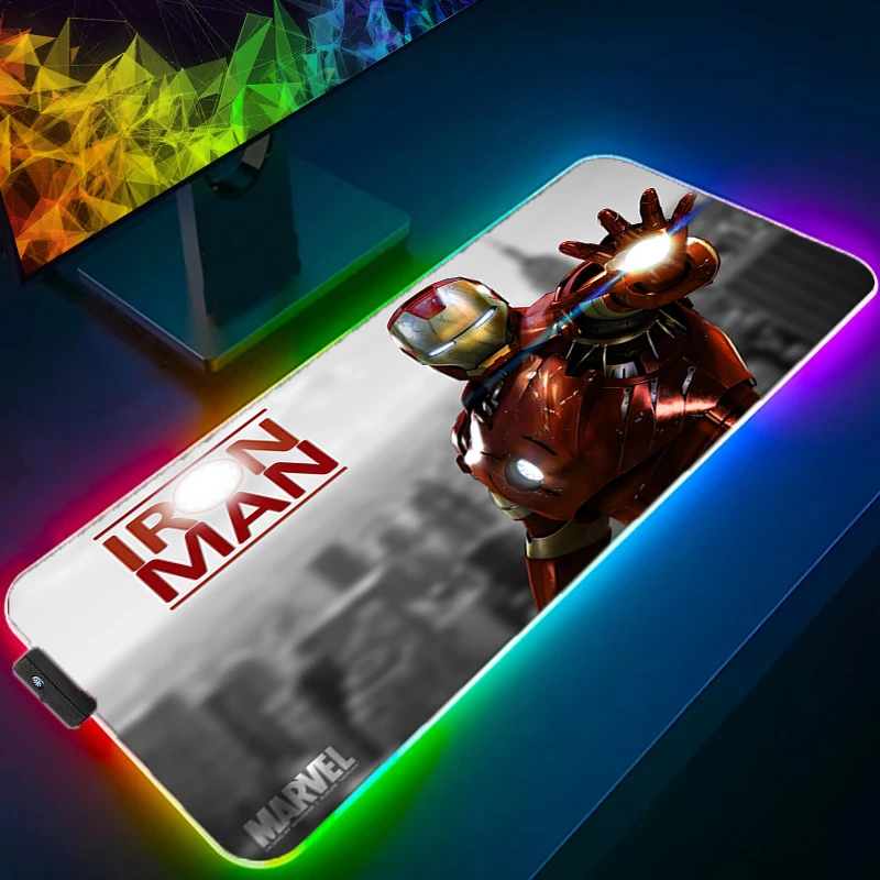 Marvel Iron Man Rgb Mouse Pad Gaming Computer Lol Mousepad Keyboard ...