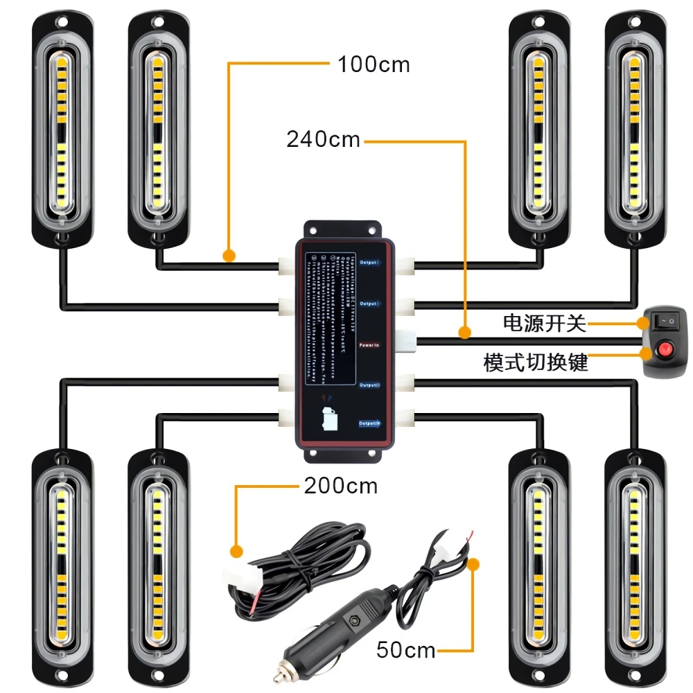 1-Set-8-12LED-12V-Strobe-Lights-For-Car-Emergency-Ambulance-Police ...