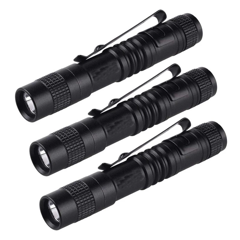 3X Flashlight Pen Torch Super Small Mini AAA XPE R3 LED Lamp Belt Clip ...