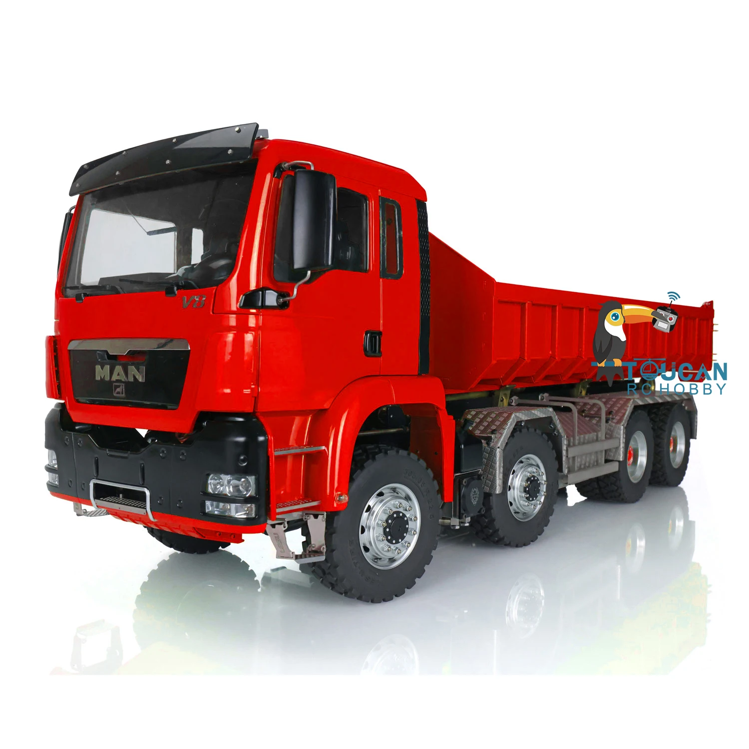 LESU 1/14 MAN TGS 8x8 티퍼 덤퍼 롤 온/오프 RC 트럭, 유압 리프팅 사운드 페인트 레드 컬러 THZH0479 ...