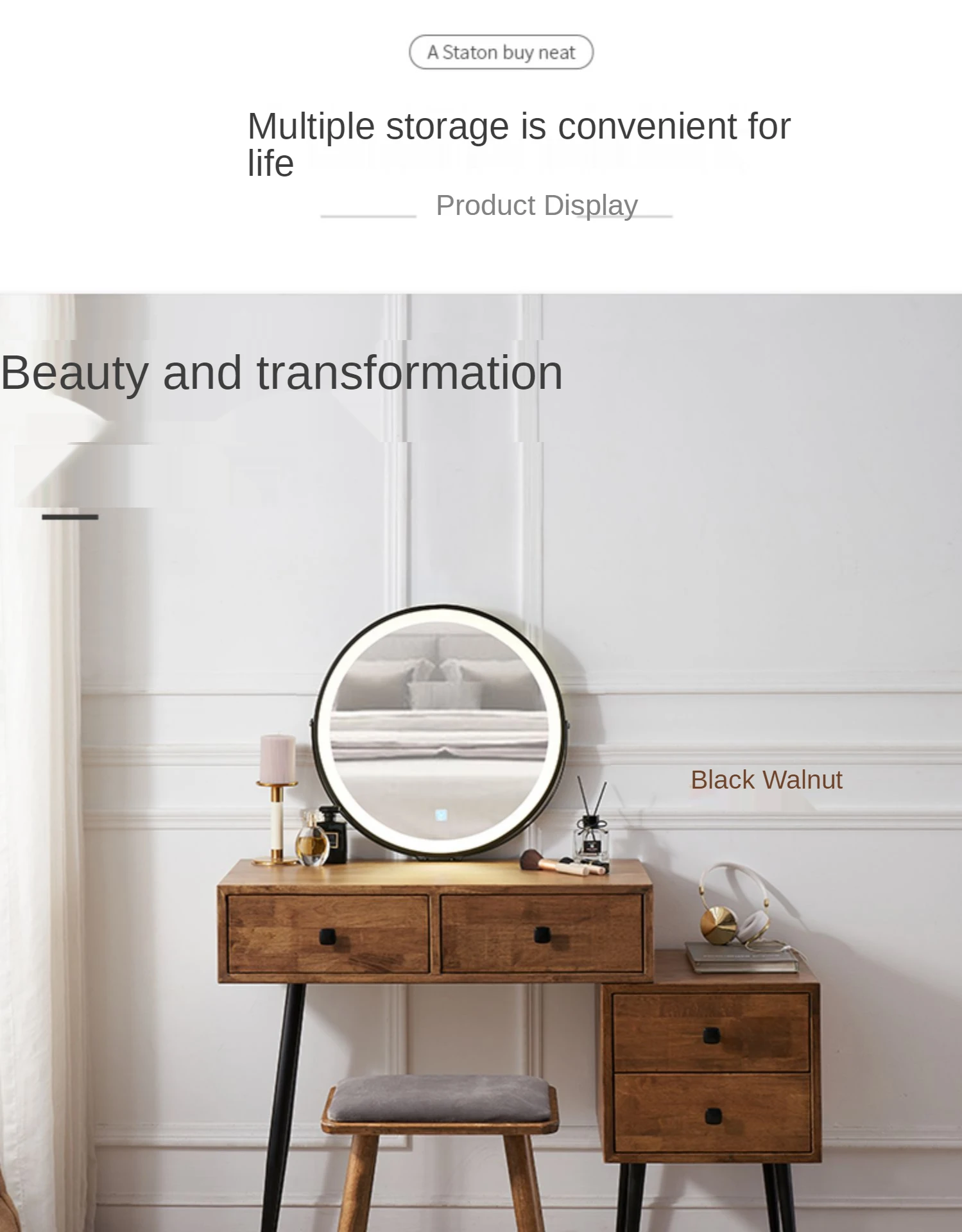 Bắc Âu óc chó gỗ chắc chắn bàn trang điểm gương vanity bàn trang điểm ...