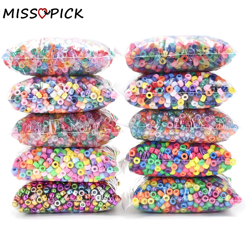 1000Pcs-6x9mm-Mixed-Colorful-Dirty-Braid-Big-Hole-Acrylic-Beads-Pony ...